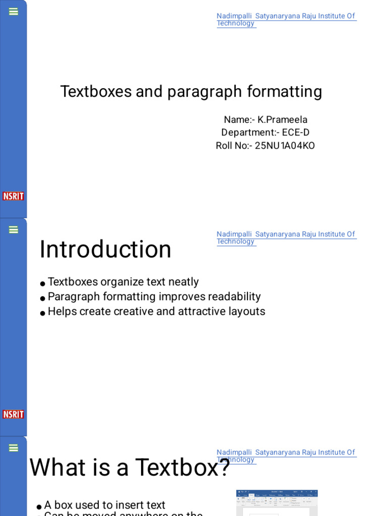 Textbox and Paragraph Formatting Guide | PDF