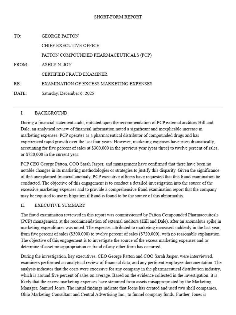 Fraud Examination of Marketing Expenses | PDF | Expense | Audit
