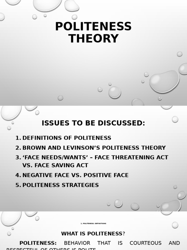 Lecture Politeness Theory Luck | PDF | Communication | Human Communication