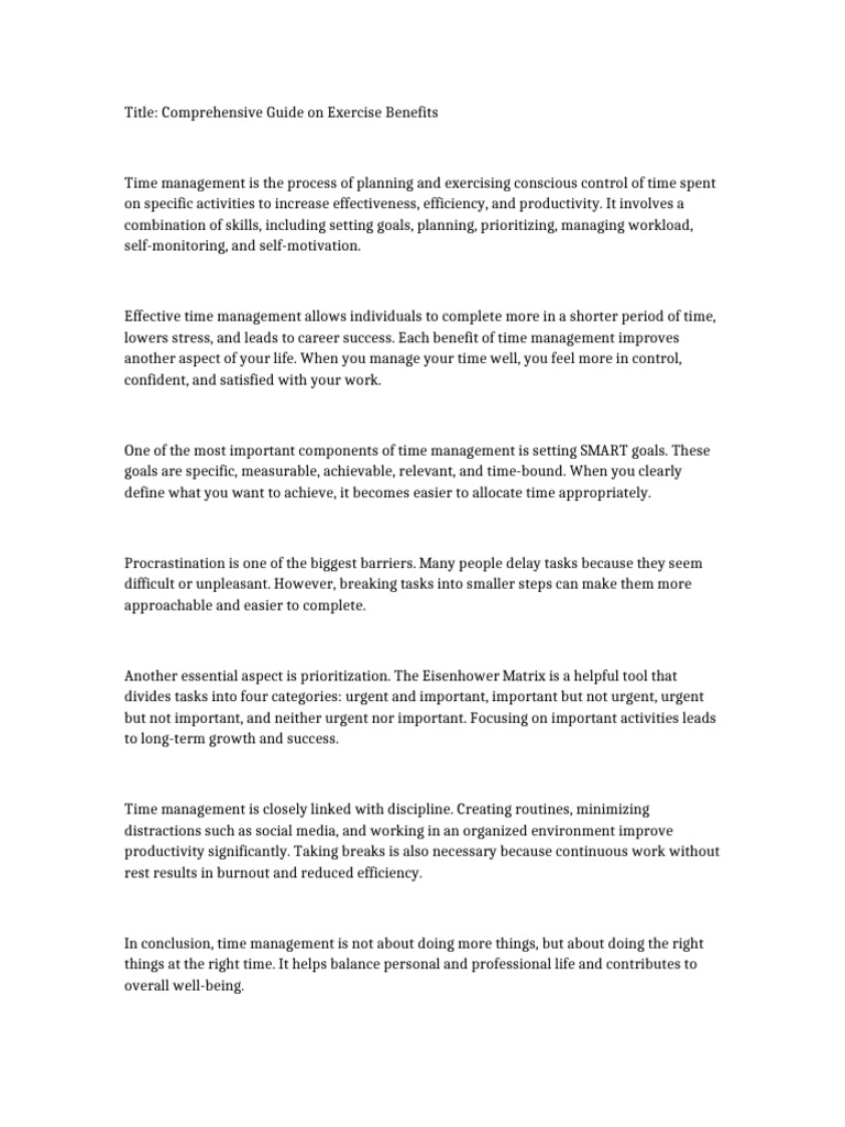 Long Document3 Exercise Benefits | PDF | Professional Skills | Time ...