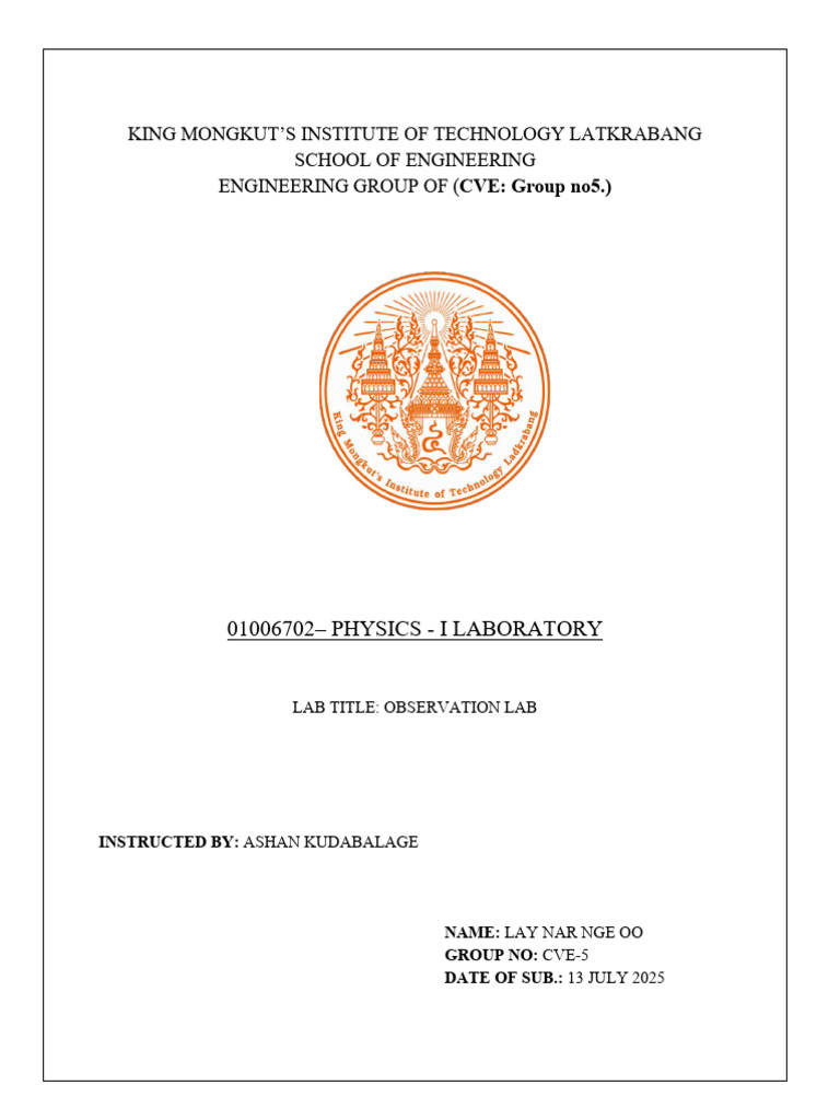 68011895 Observation Lab | PDF | Force | Mechanical Engineering