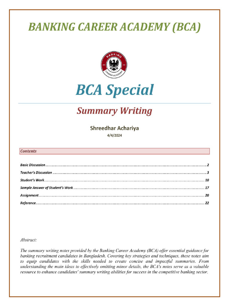 Summary Writing | PDF
