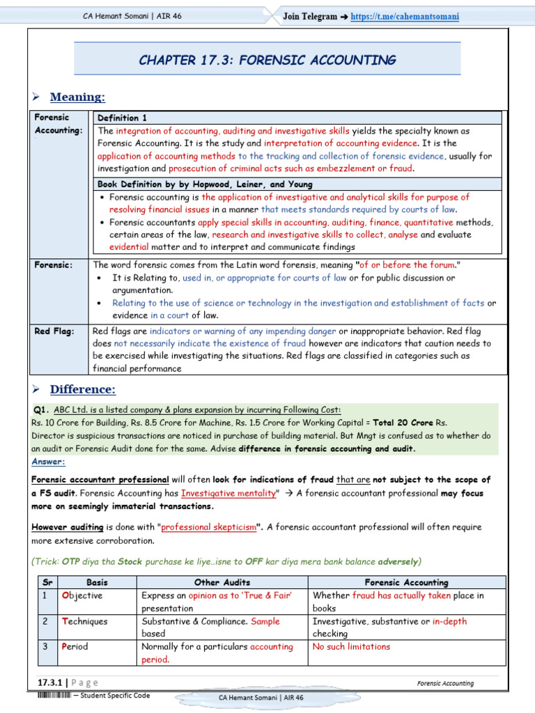 Forensic Accounting: Definition & Differences | PDF | Audit | Accounting