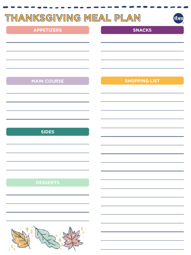 Thanksgiving Meal Plan | PDF