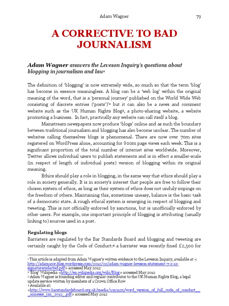 Justice Wide Open: Adam Wagner - A Corrective To Bad Journalism | PDF ...