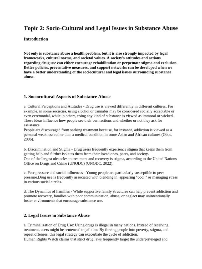 Socio-Cultural & Legal Issues in Substance Abuse | PDF | Substance ...