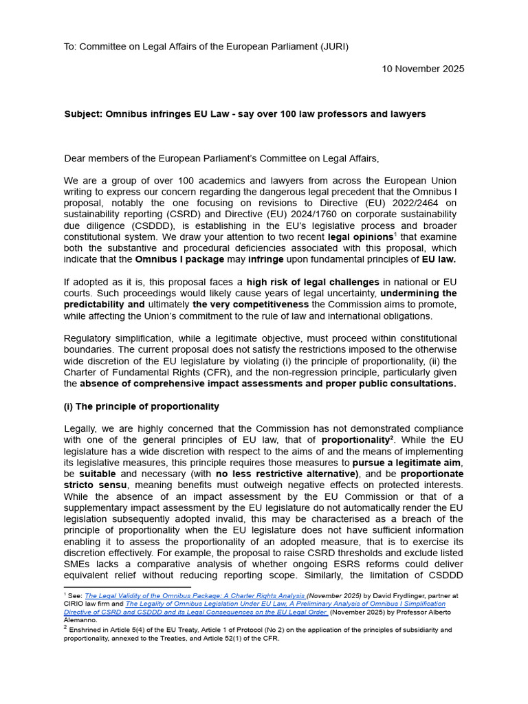 EU-Parl-JURI_Omnibus Infringes EU Law | PDF | Treaty | European Union