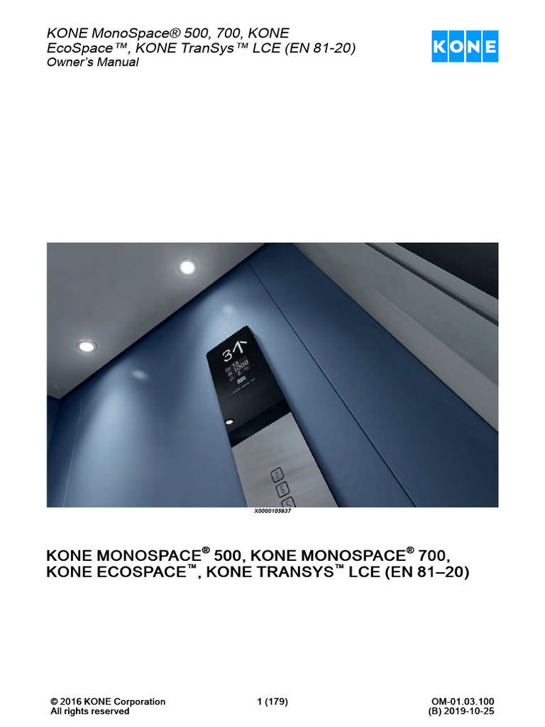 KONE Elevator Owner's Manual Guide | PDF | Elevator | License