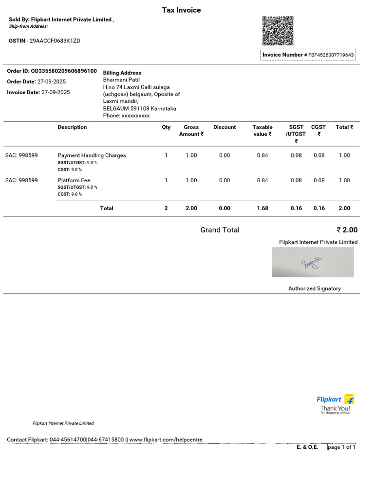 Flipkart Invoice and Credit Note Details | PDF | Invoice | Payments