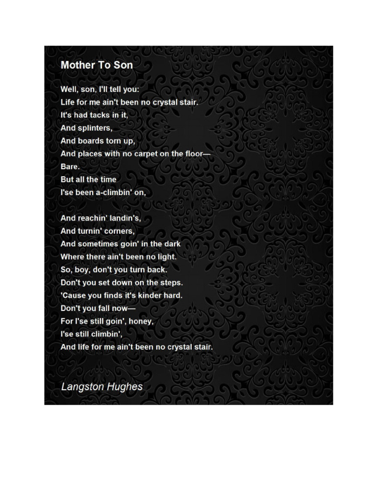 Mother to Son | PDF | Poetry