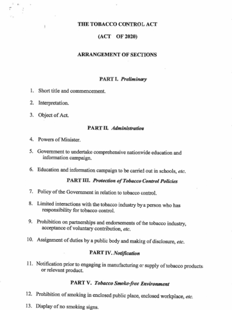 The Tobacco Control Act 2020 | PDF