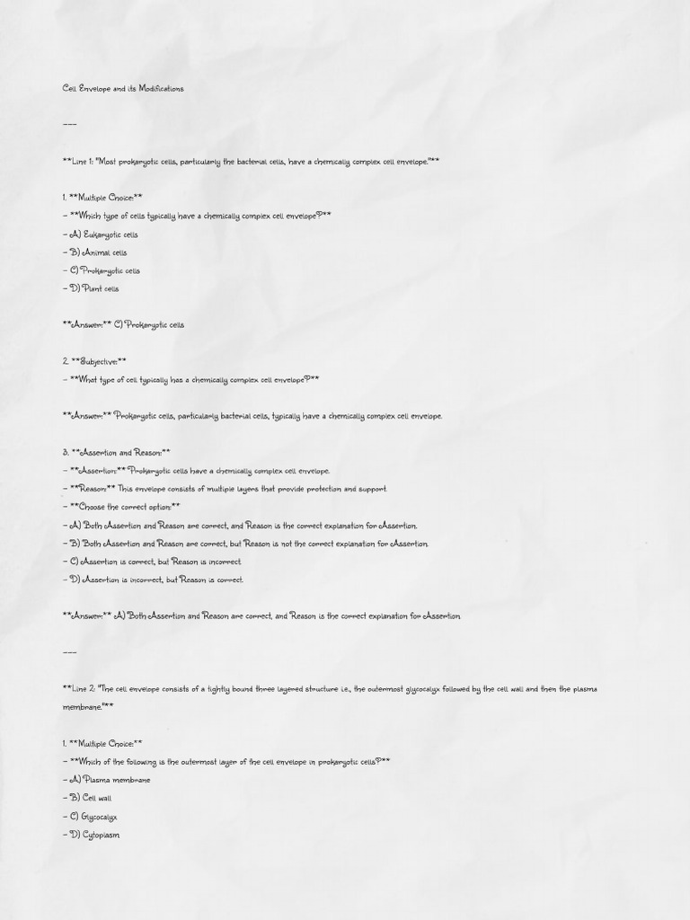 Cell Envelope and Its Modifications | PDF