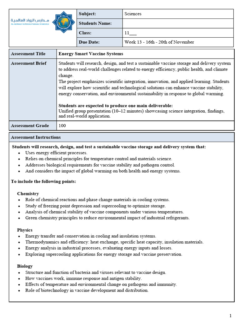 G.11 Task Sheet - PBL T.1 | PDF | Vaccines | Temperature