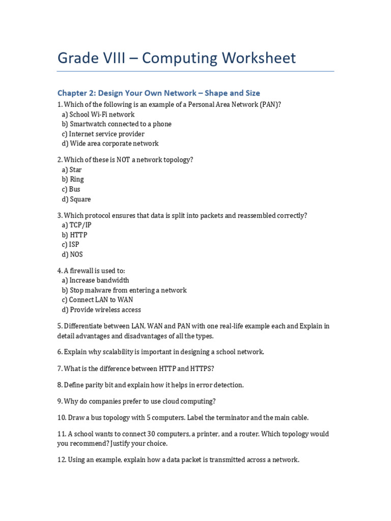 Design Your Own Network Worksheet | PDF | Computer Network | Local Area ...