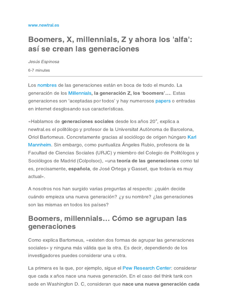 Boomers, X, Millennials, Z y Ahora Los 'Alfa', Así Se Crean Las ...