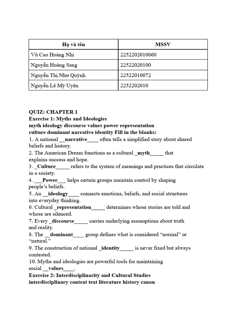 Answer - Chapter 1 - Group 1 | PDF | Interdisciplinarity | Ideologies