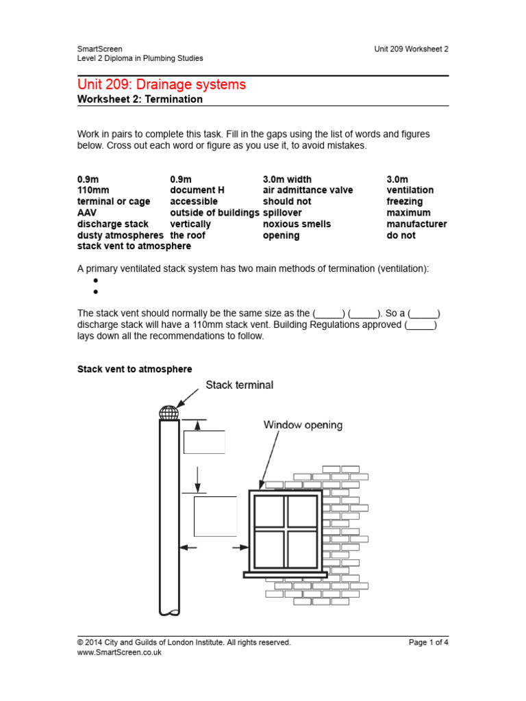 Plumbing Drainage Systems Worksheet | PDF | Building Technology ...
