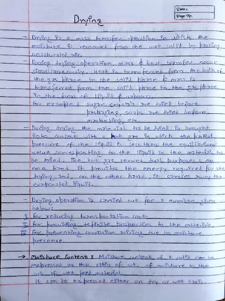 Mass Transfer (Drying) | PDF