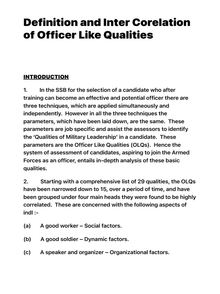Cavalier- Definition and Inter Corelation of Officer Like Qualities ...