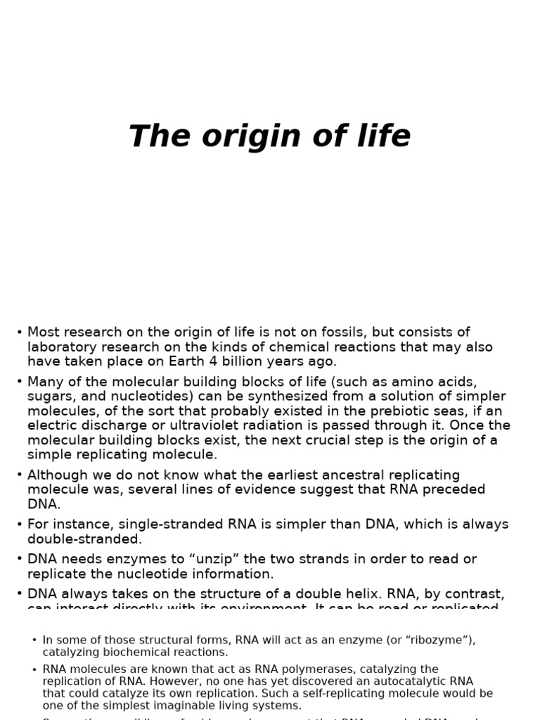 The Origin of Life | PDF | Hydrothermal Vent | Abiogenesis