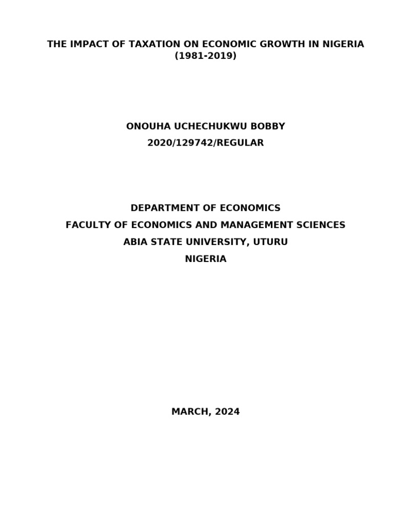 Taxation's Role in Nigeria's Economic Growth | PDF | Taxes | Economic ...