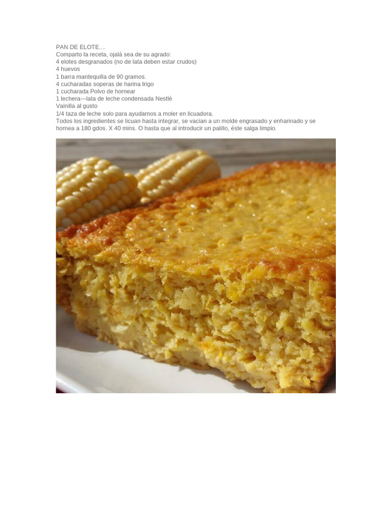 Pan de Elote | PDF