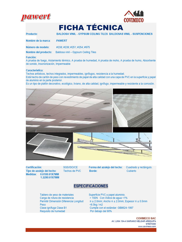 Baldosa de Cielo Raso | PDF