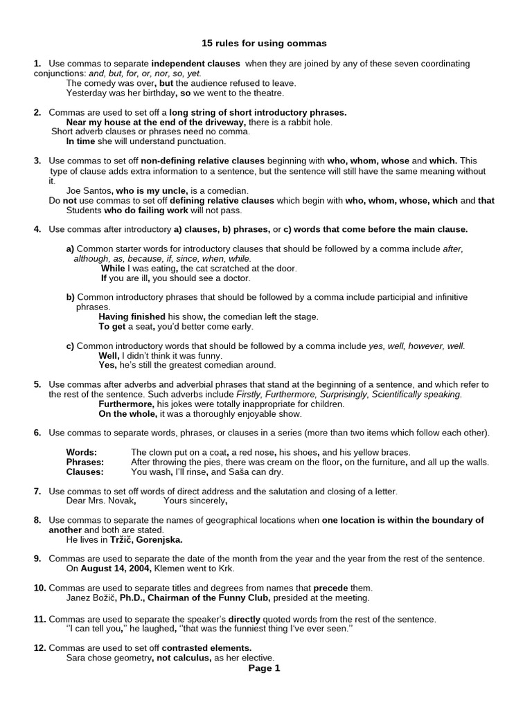 Essential Comma Usage Rules Explained | PDF | Comma | Linguistics