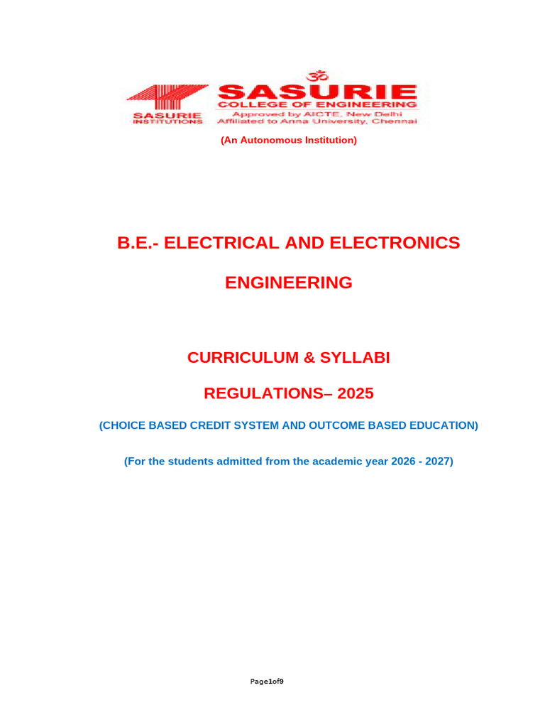 SCE_EEE-Curriculum (I-IV) | PDF | Engineering | Mathematics