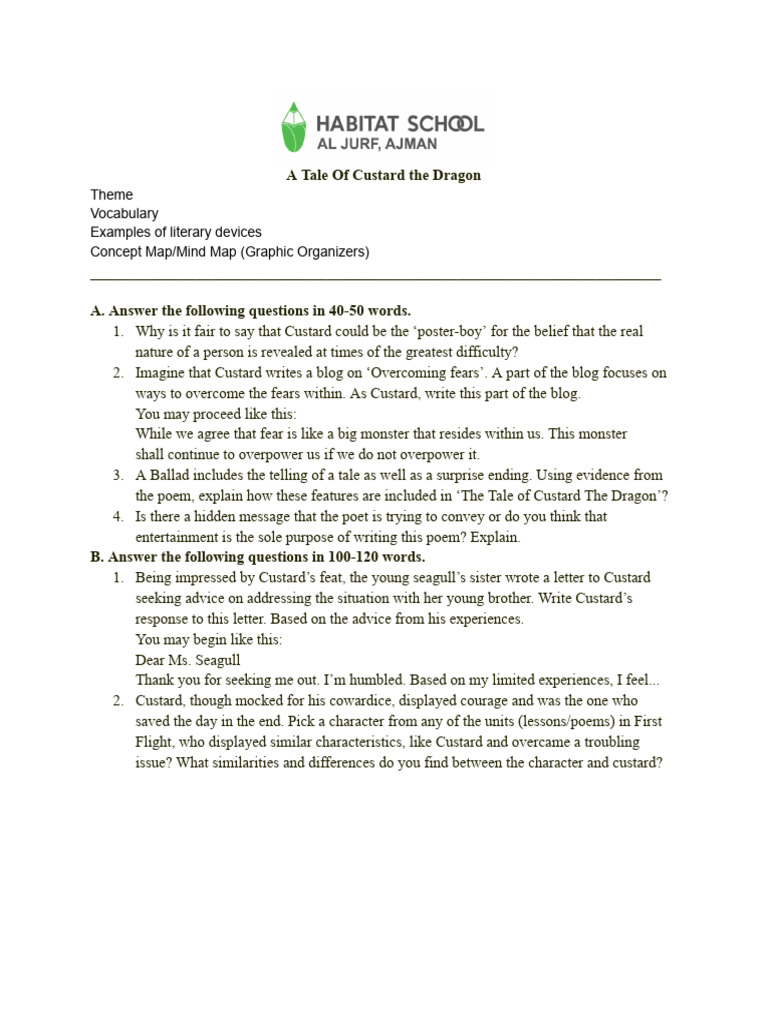 The Tale of Custard the Dragon.docx (1) | PDF