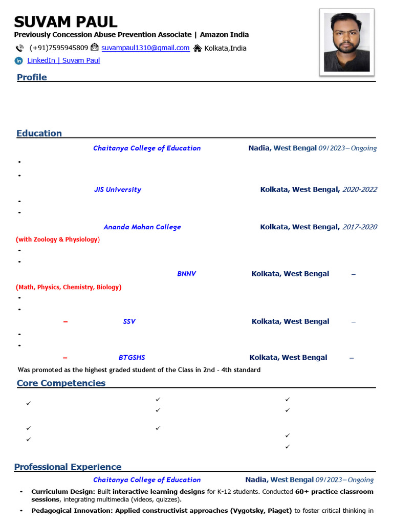 Suvam Resume Teaching | PDF | Educational Technology | Learning