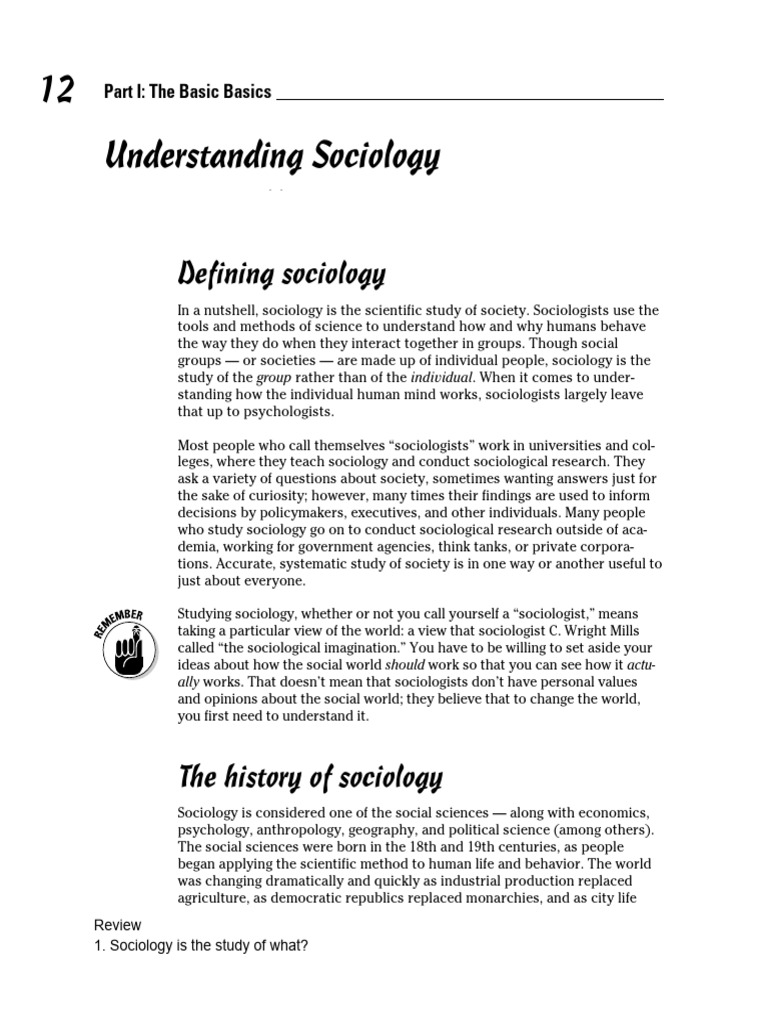 Sociology Reading and Questions Chapter 1 | PDF | Sociology ...