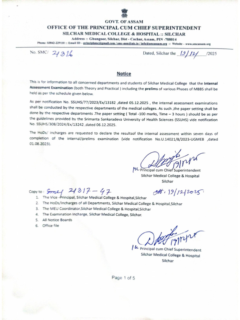 Regarding Internal Examination January 2026 | PDF