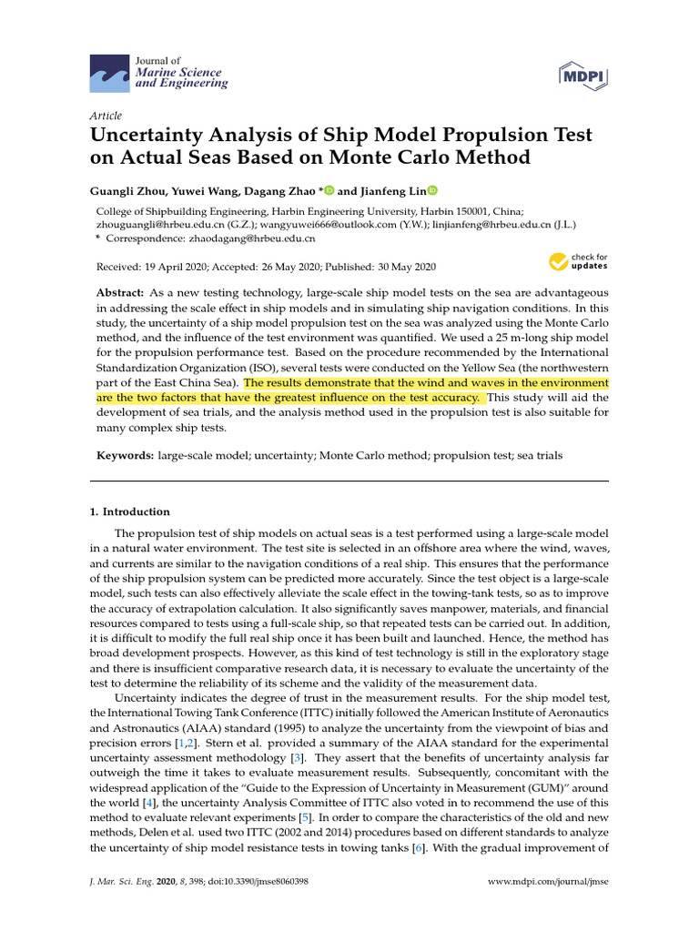Ship Model Propulsion Test Uncertainty Analysis | PDF | Accuracy And ...