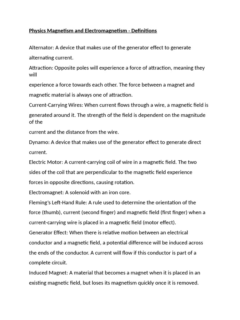 Physics Magnetism and Electromagnetism | PDF