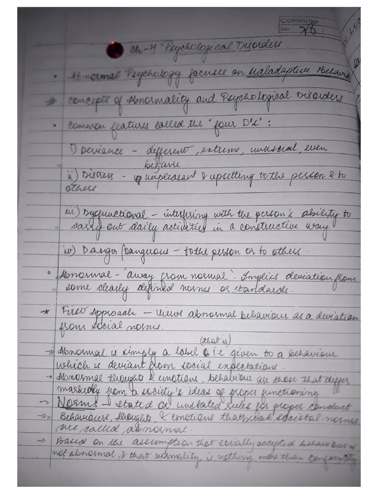 Ch 4 Psychological Disorders (Notes)(2) | PDF