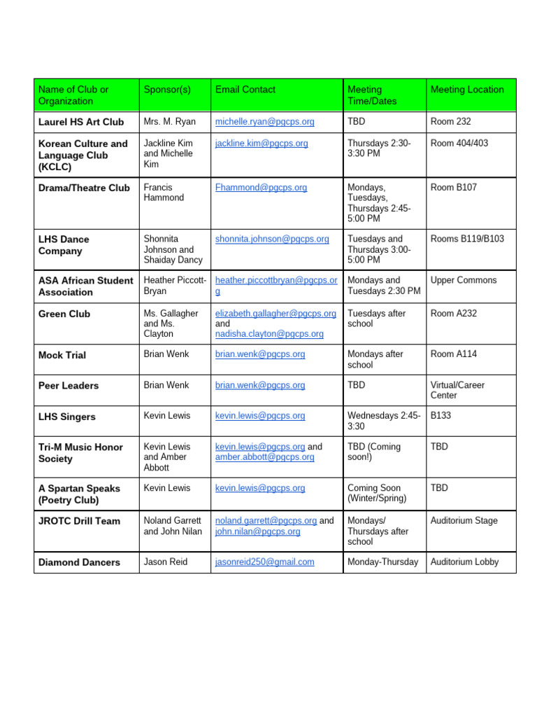 Laurel HS Clubs and Activities | PDF