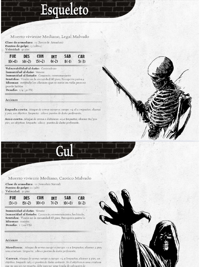 Stat Block Template Esqueleto | PDF