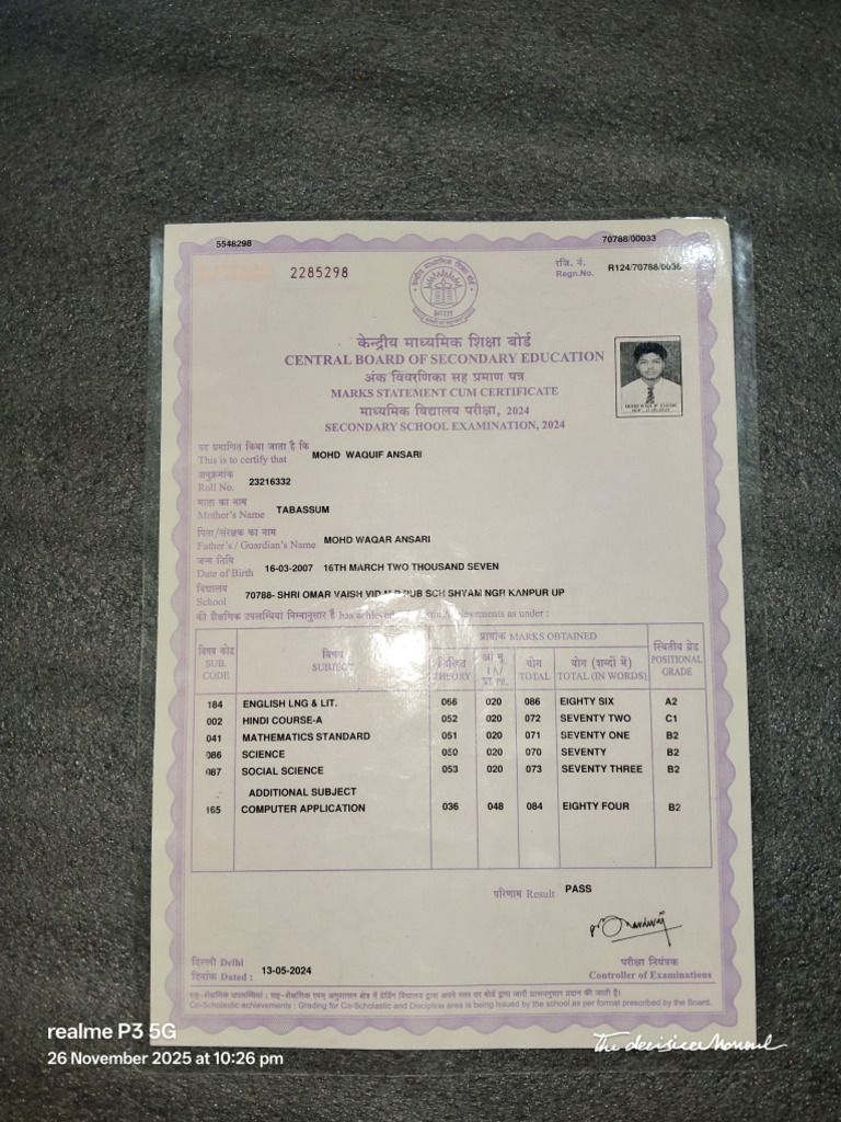 Class 10 Mark Sheet PDF | PDF