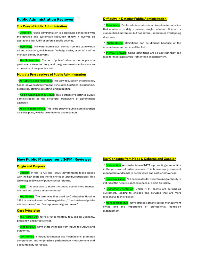 PubAd Reviewer Quiz01 | PDF | Political Science | Economies