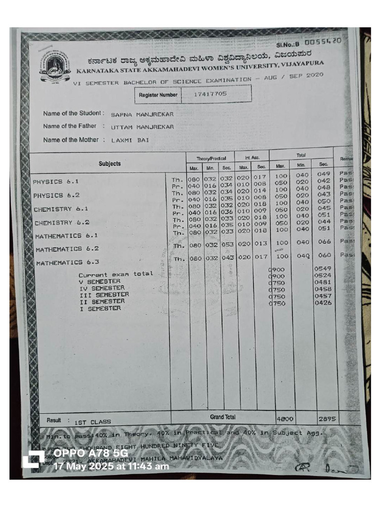 Degree Marks Card | PDF