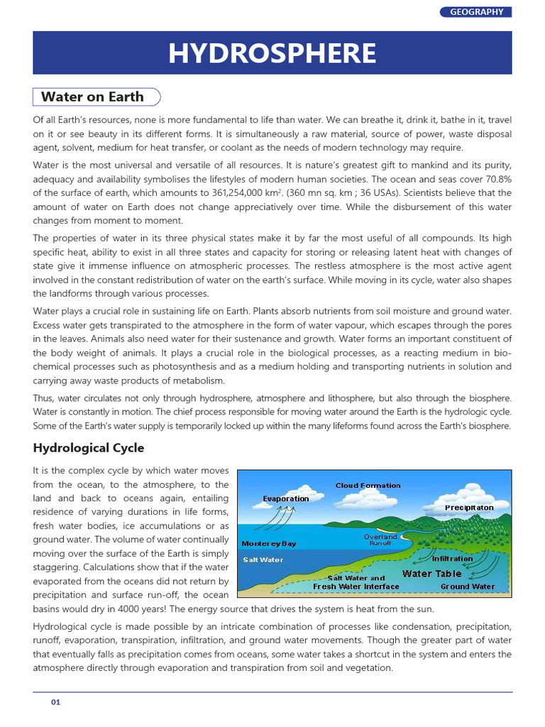 Understanding Earth's Hydrosphere and Oceans | PDF | Continental Shelf ...