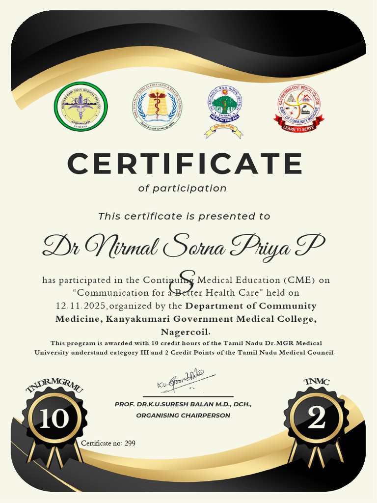 CME Certificate for Communication Skills | PDF