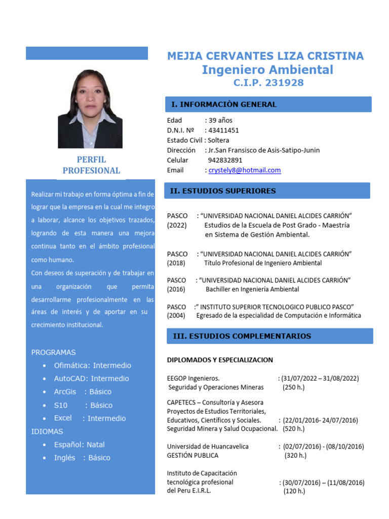 CV_MEJIA_CERVANTES_LIZA_CRISTINA_ | PDF | Seguridad y salud ocupacional ...