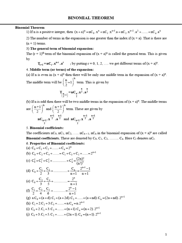 Understanding the Binomial Theorem | PDF | Combinatorics | Number Theory