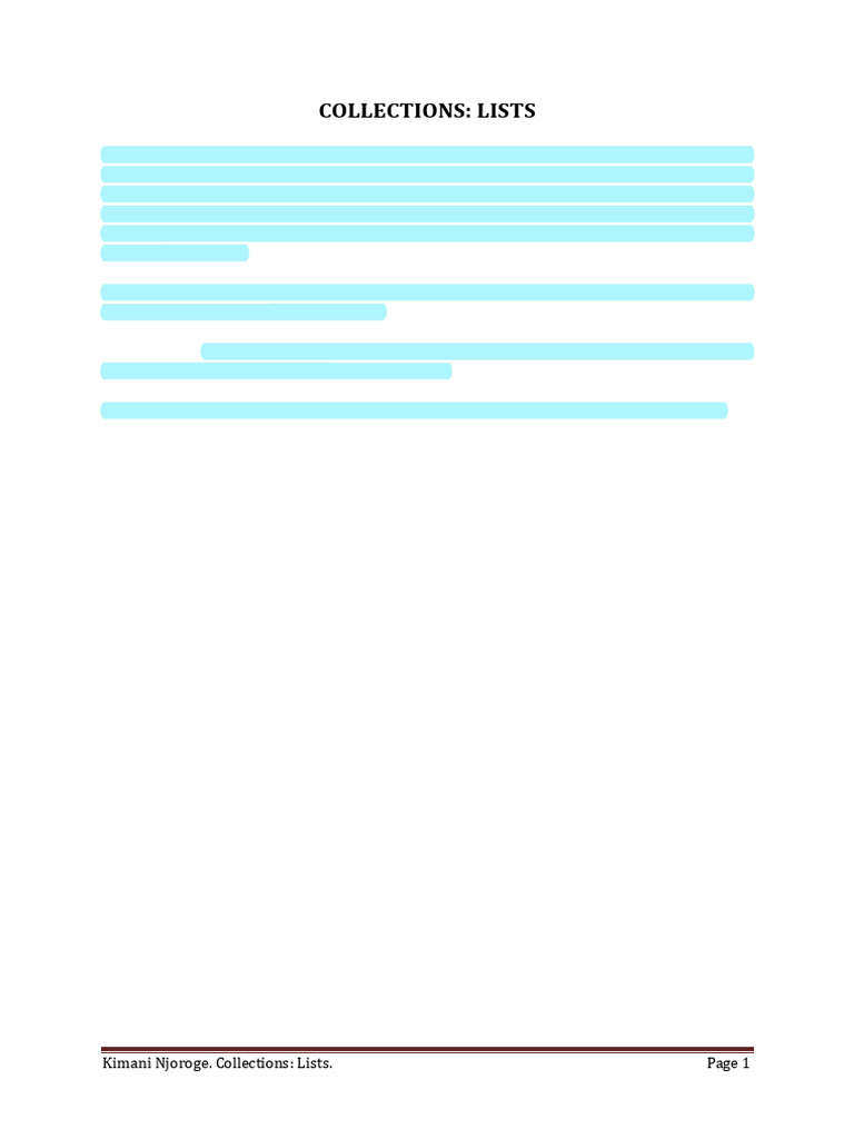 Handout 3.0 - Collections-Lists | PDF | Class (Computer Programming) | Data Type