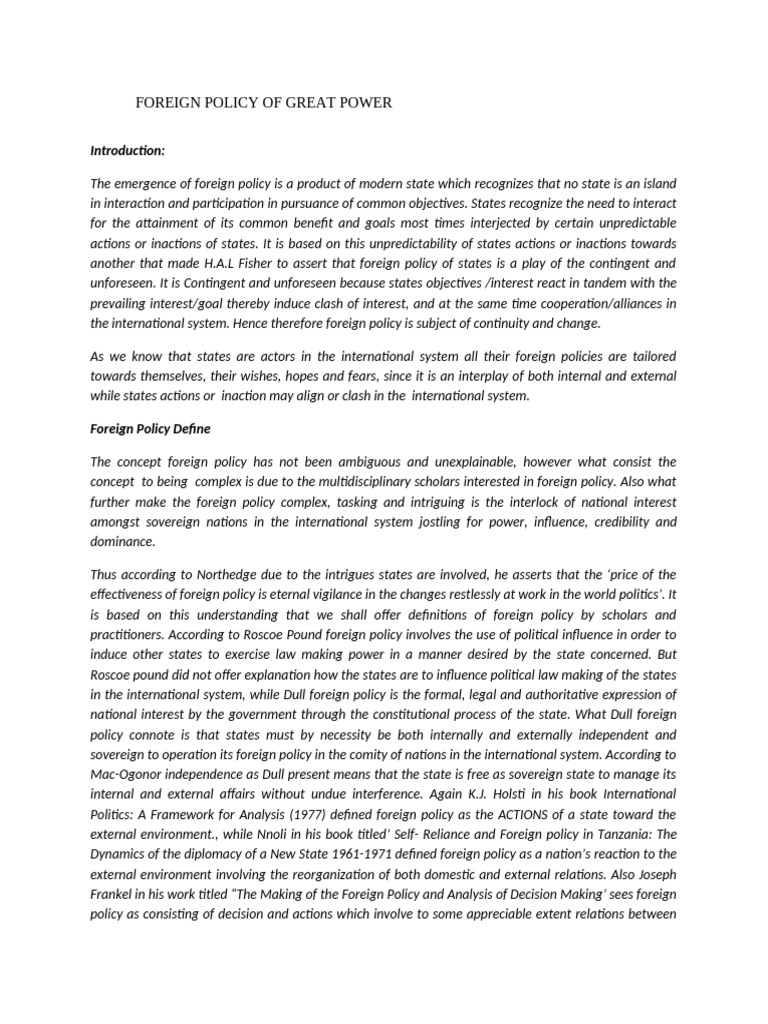 Inr 404 - Foreign Policy of Great Powers | PDF | Imperialism | Foreign ...