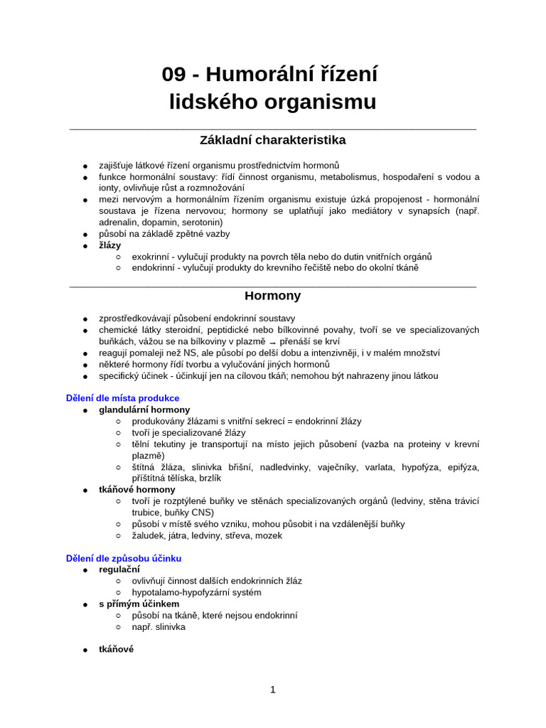 09 - Humoralni Rizeni Lidskeho Organismu | PDF