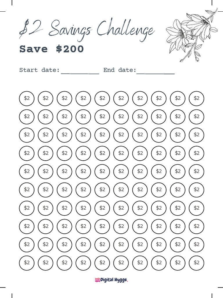 A6Save200.2SavingsChallengeFloral (1) | PDF