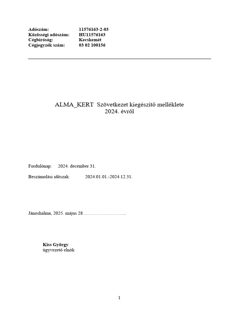 Alma Kert Szov. Kieg. Mell. 2024-1 | PDF